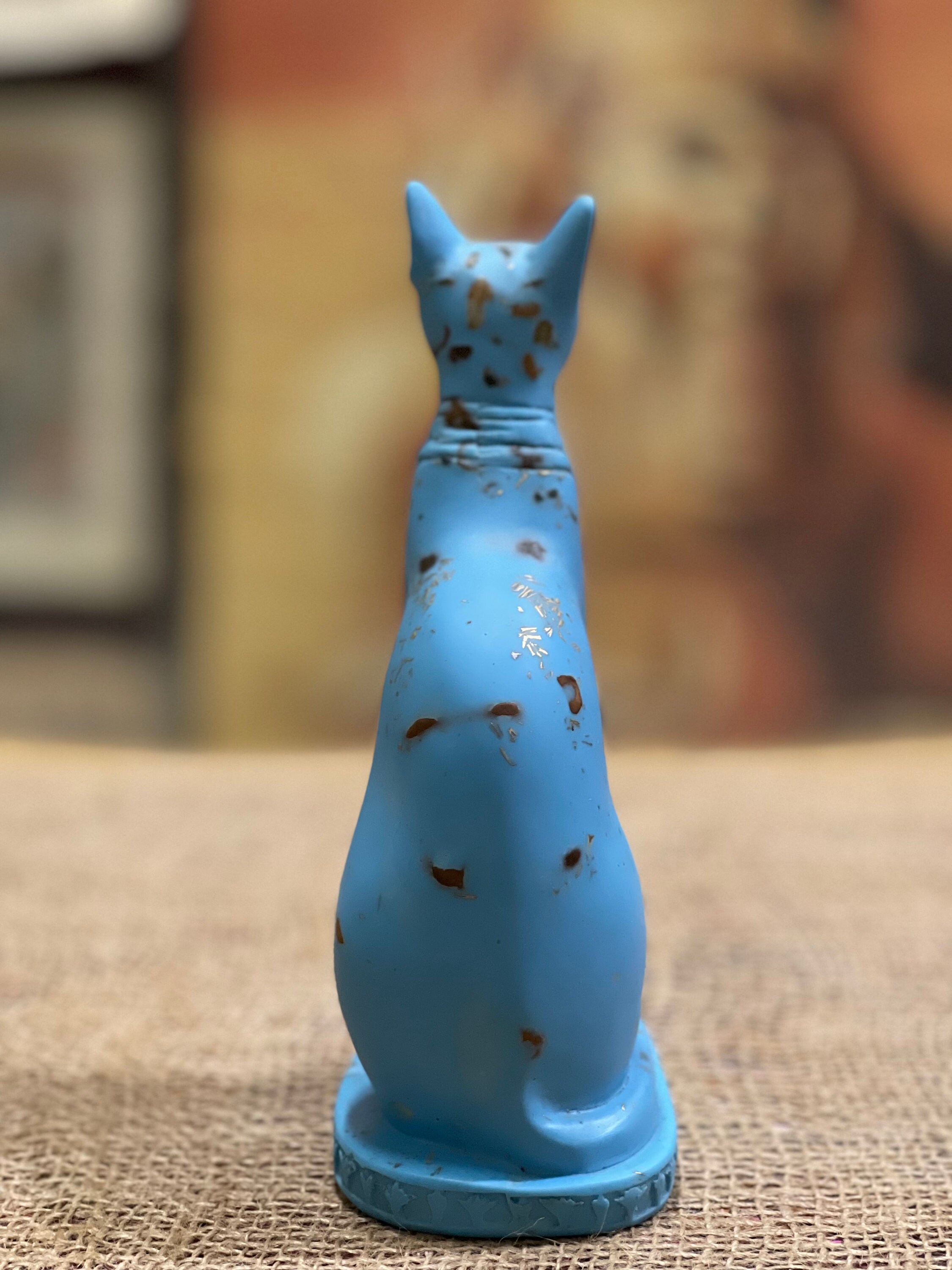 Egyptian Bastet Cat Statue, Bastet Statue, Egyptian Blue Bastet Cat ...