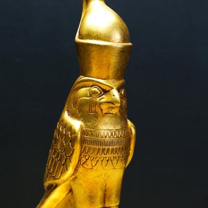 Golden Large God Horus Wearing Double Crown - Horus Statue - Falcon ...