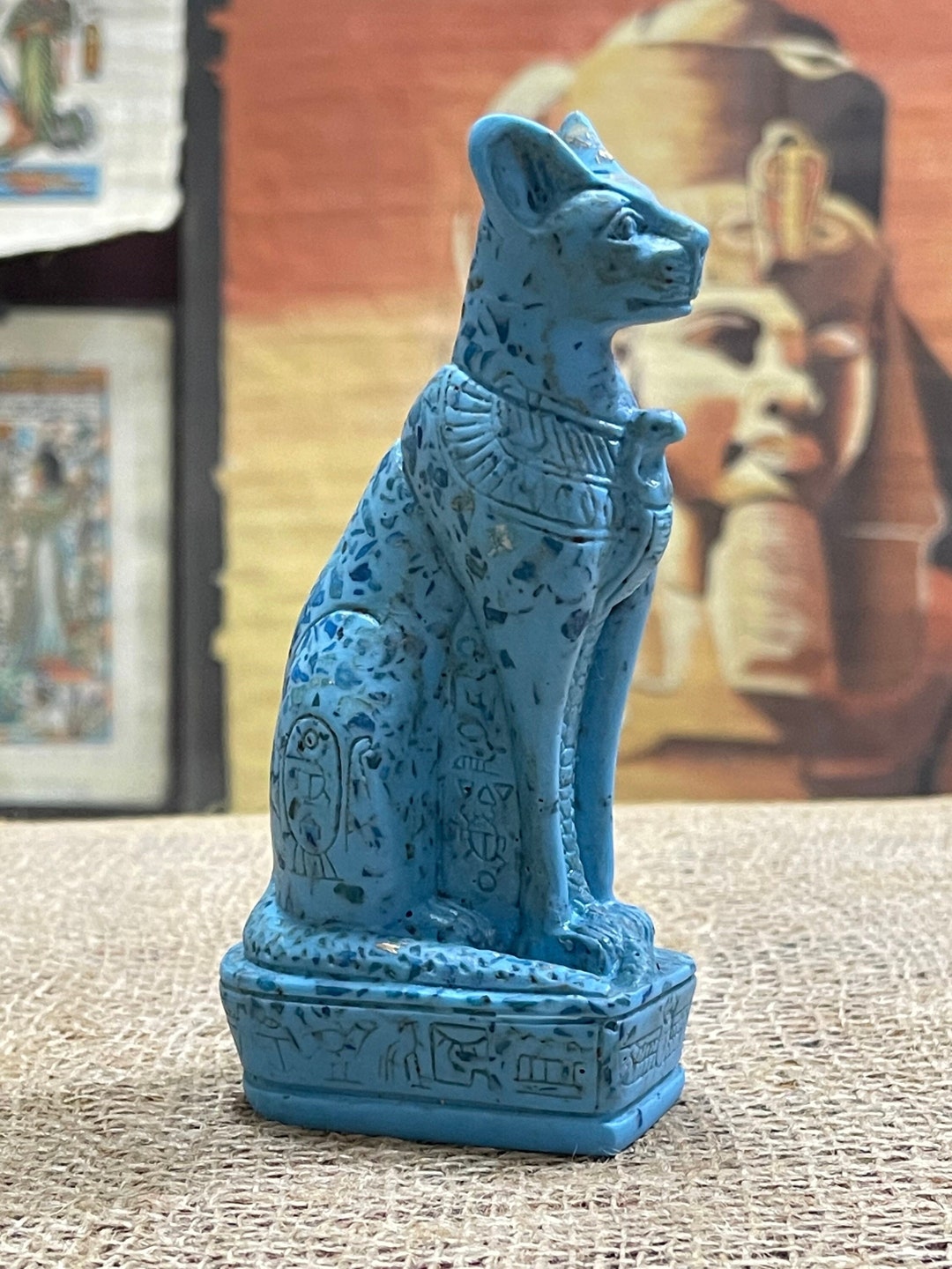 Egyptian Bastet Cat Statue, Bastet Statue, Egyptian Blue Bastet Cat ...