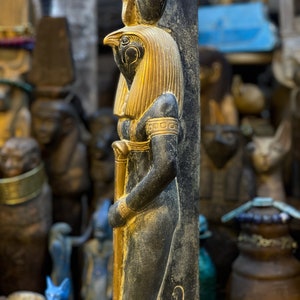 RA the God of Sun Wearing Sun Disk With a Falcon Face - Altar Statue ...