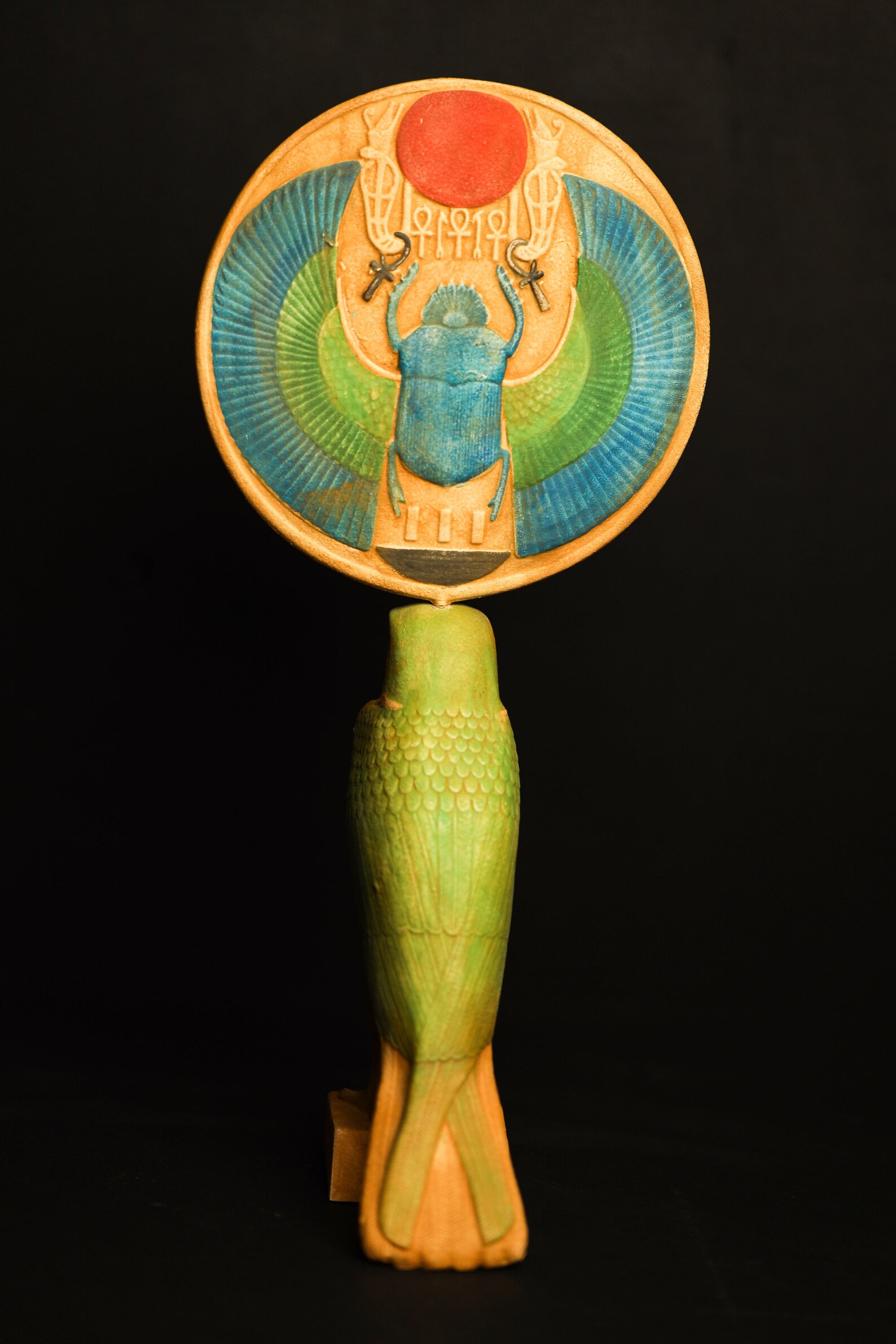 Glorious Egyptian God Horus Statue With Sun Disc and Scarab on It, God ...