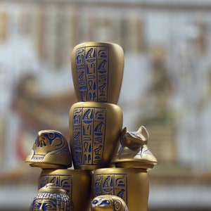 Ancient Egyptian Canopic Jars, Set of 4 Egyptian Ancient Canopic Jars ...