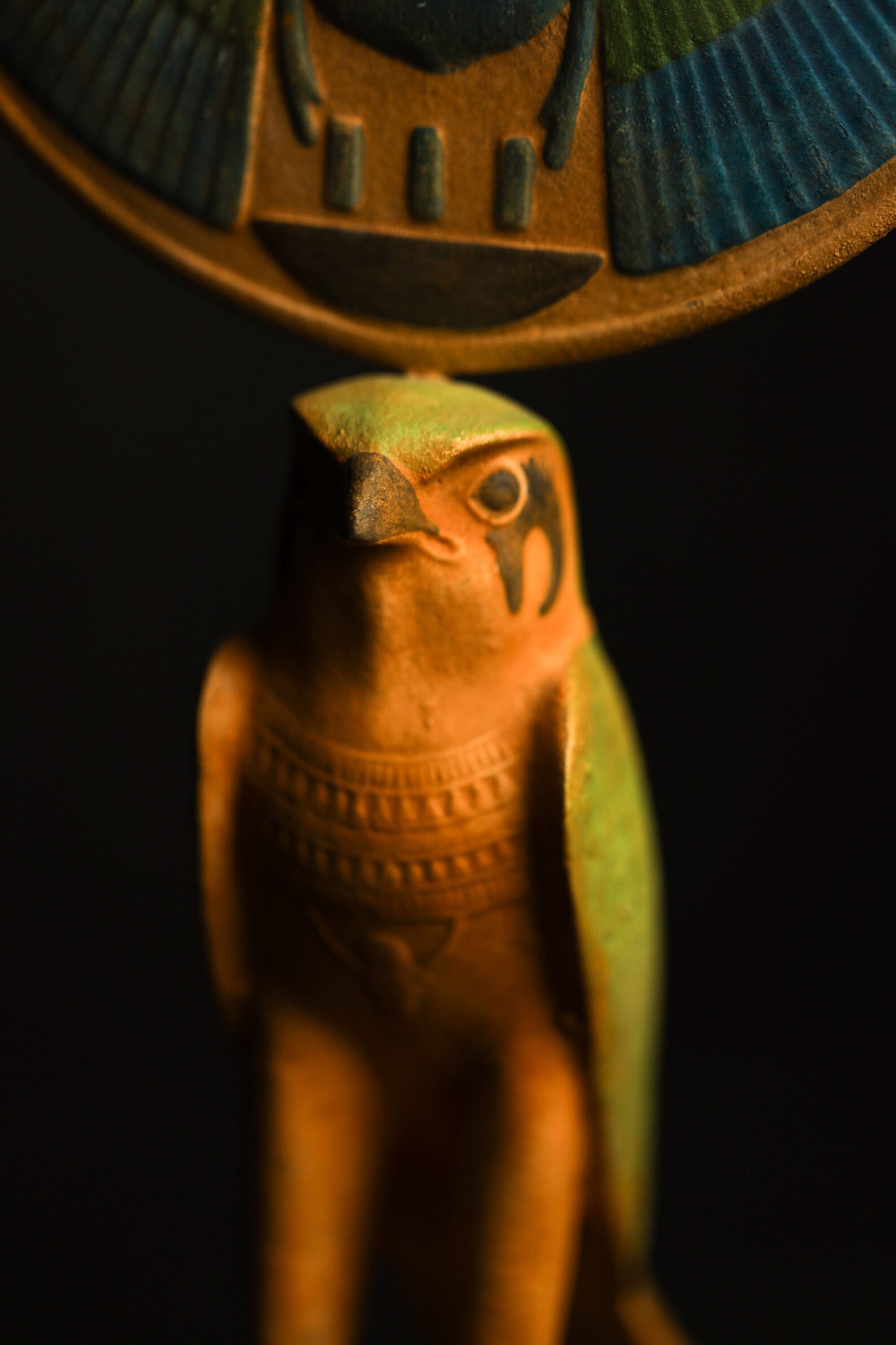 Glorious Egyptian God Horus Statue With Sun Disc and Scarab on It, God ...