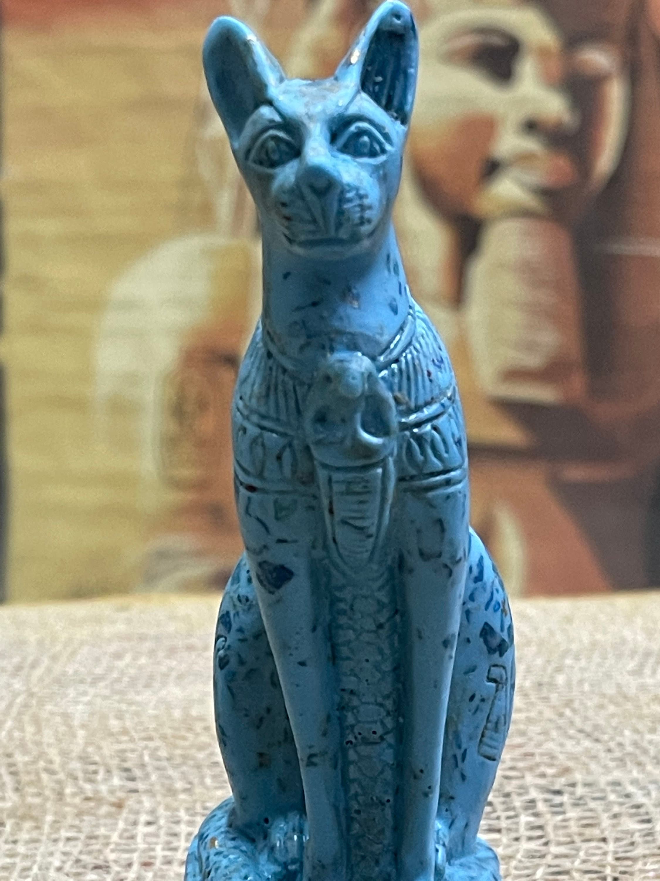 Egyptian Bastet Cat Statue Bastet Statue Egyptian Blue - Etsy