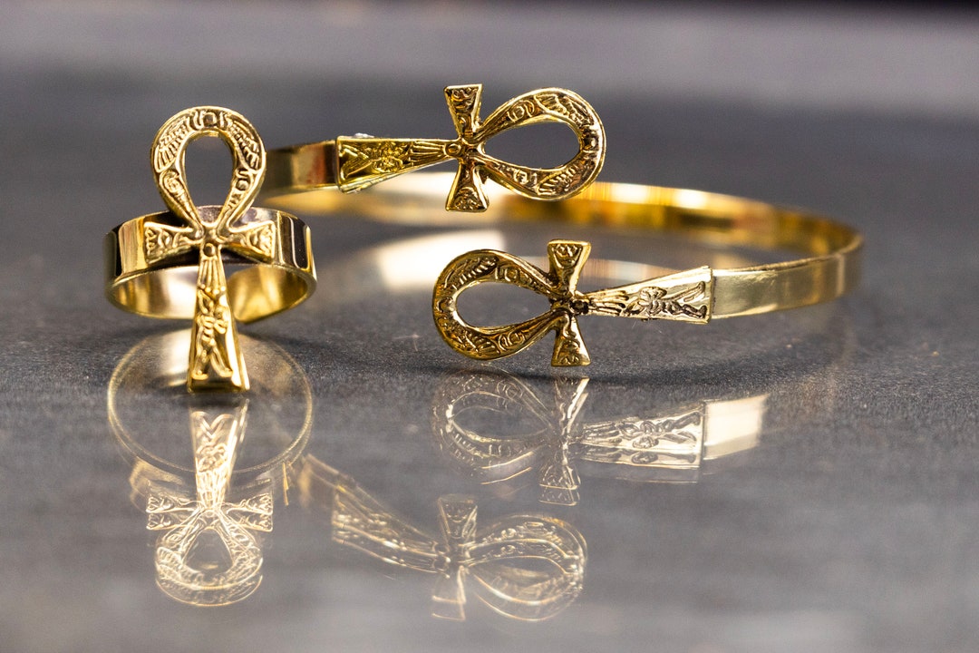Gorgeous Egyptian Jewelry Set With Ankh Ring and Ankh Bracelet ...