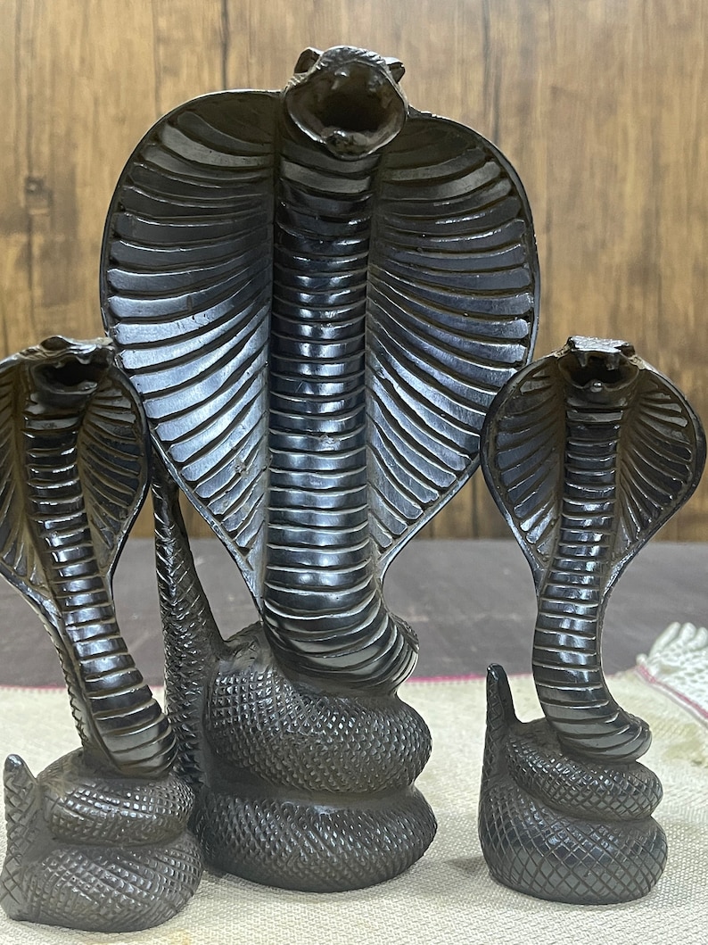 Egyptian Cobra Snake Statue, Set of 3 Egyptian Uraeus. 8" in Height ...