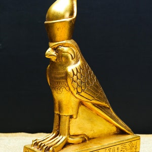 Golden Large God Horus Wearing Double Crown - Horus Statue - Falcon ...