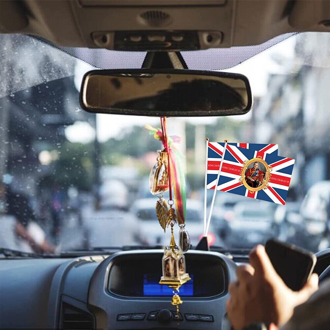 Union Jack Hand Flags Pack White Pole With Gold Ball Tip and Fabric ...