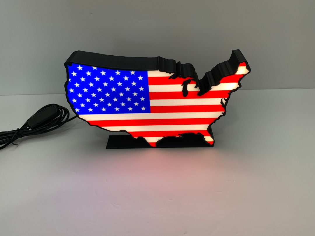 American Flag Country Shaped Lightbox Lantern USA - Etsy