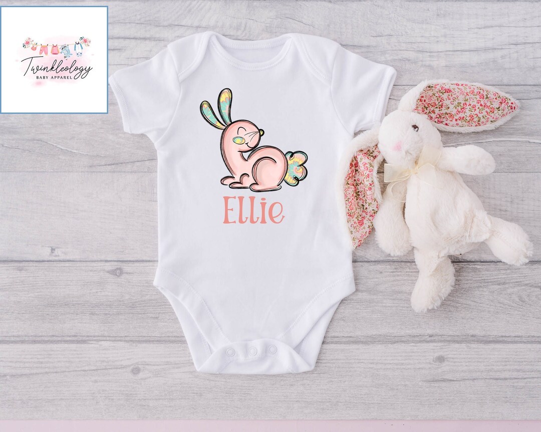 Easter Baby Girl Onesie® Custom Easter Bunny Onesie® Cute Easter Bunny ...