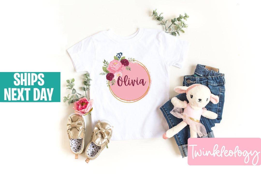 Personalized Baby Girl Shirt Custom Girl Name Shirt Floral - Etsy