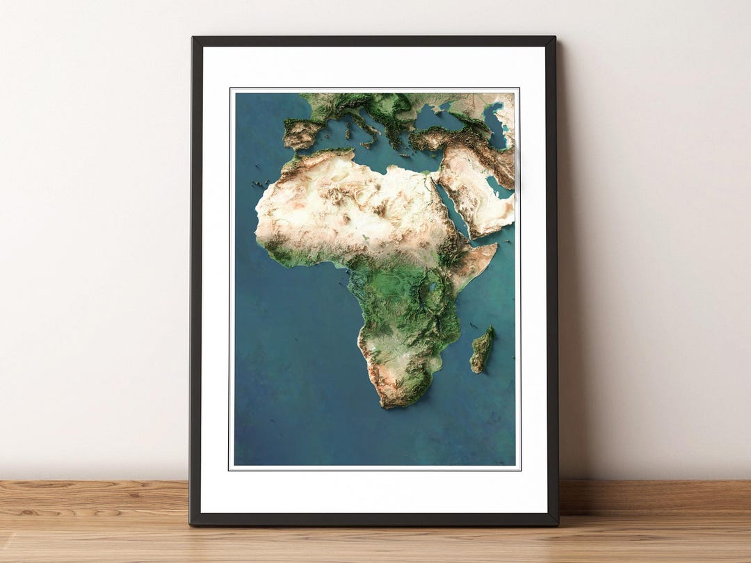 Africa - Shaded Relief Map - Imagery - Etsy