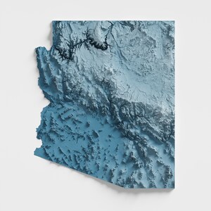 Arizona Shaded Relief Map Natural Topography - Etsy