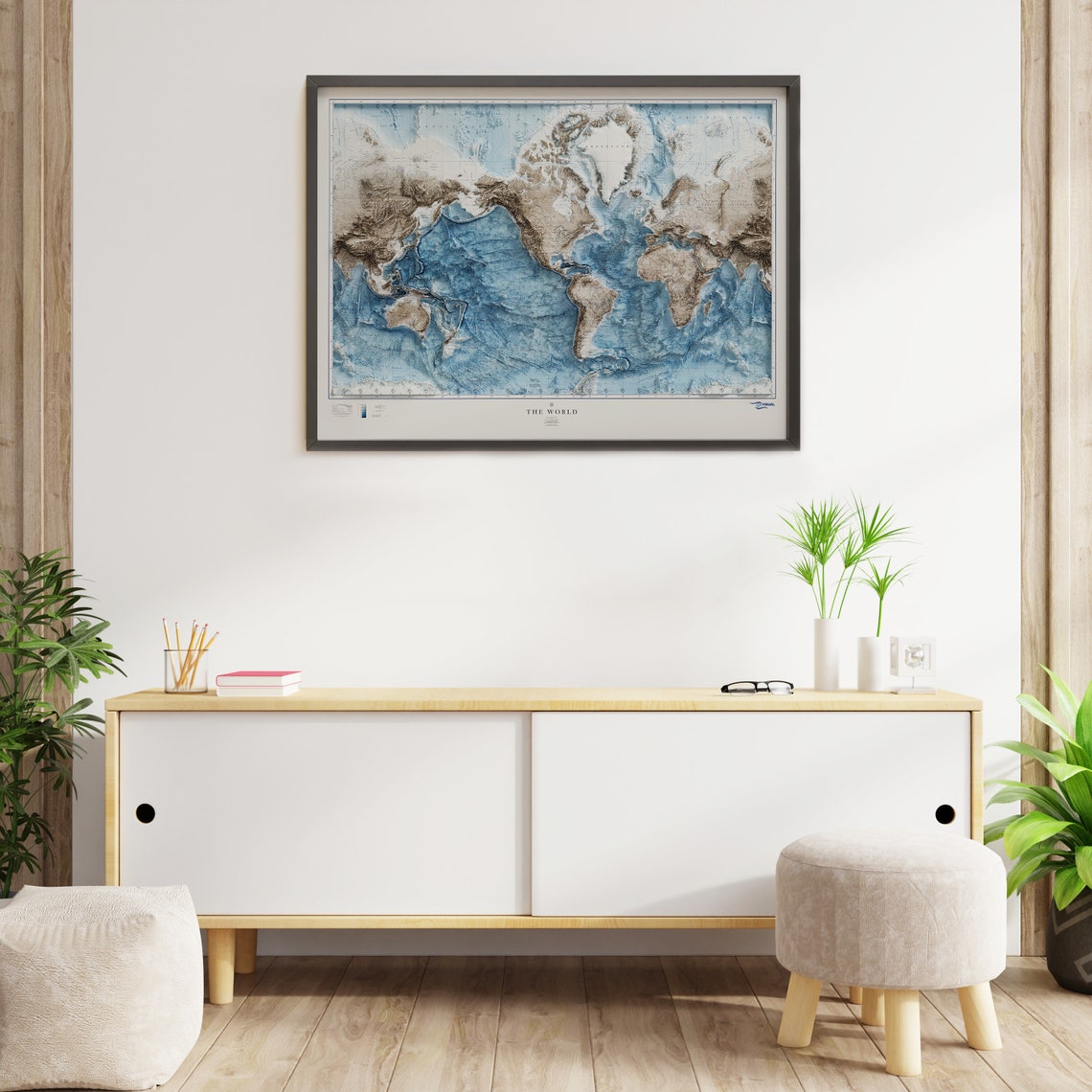 Vintage World Topographic Map C 1961 Vintage Map Shaded Etsy