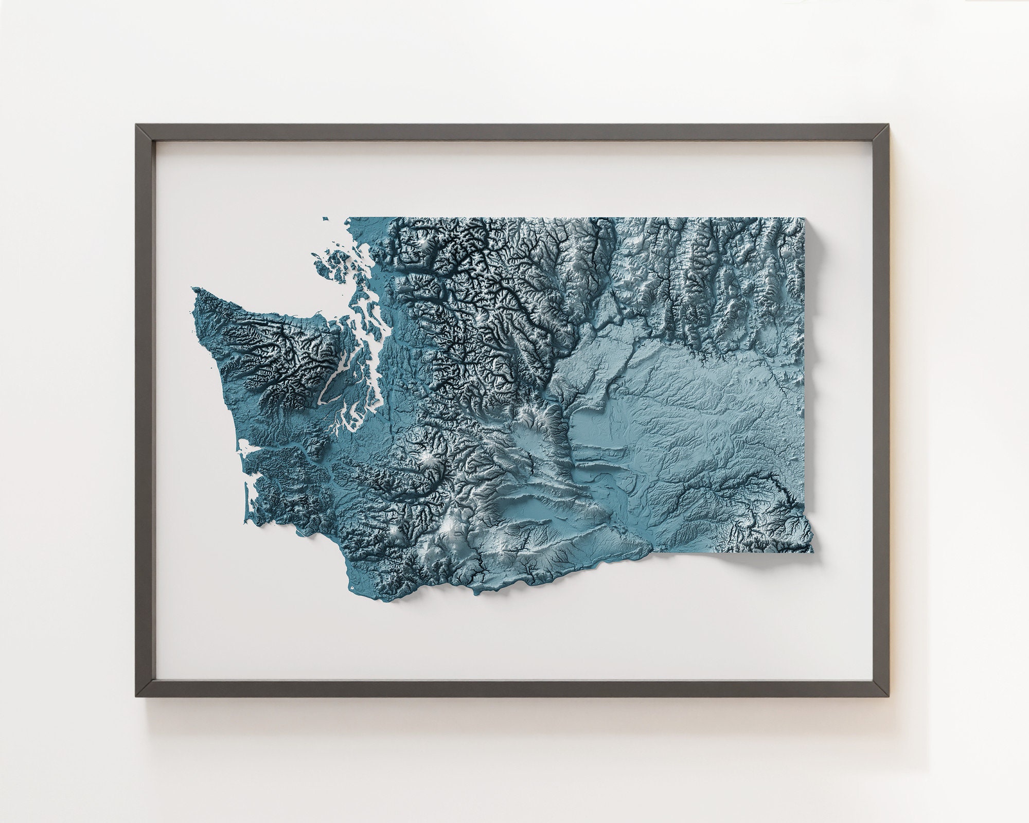 Washington State Shaded Relief Map Natural Topography - Etsy