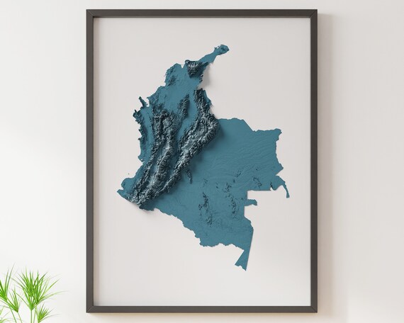 Colombia Shaded Relief Map Natural Topography - Etsy