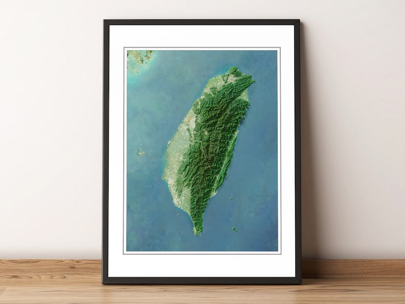 Taiwan - Shaded Relief Map - Imagery - Etsy