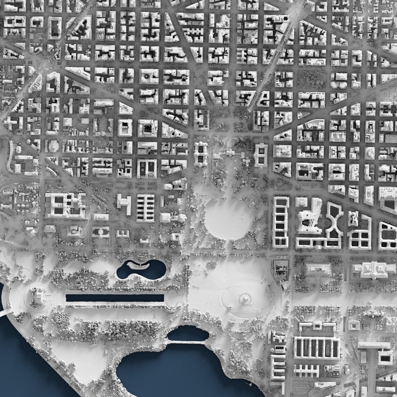 Washington, D.C. - Shaded Relief Map - Detailed Topography - Etsy