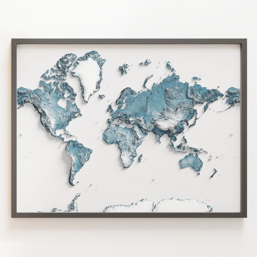 New England States Shaded Relief Map Natural Topography - Etsy