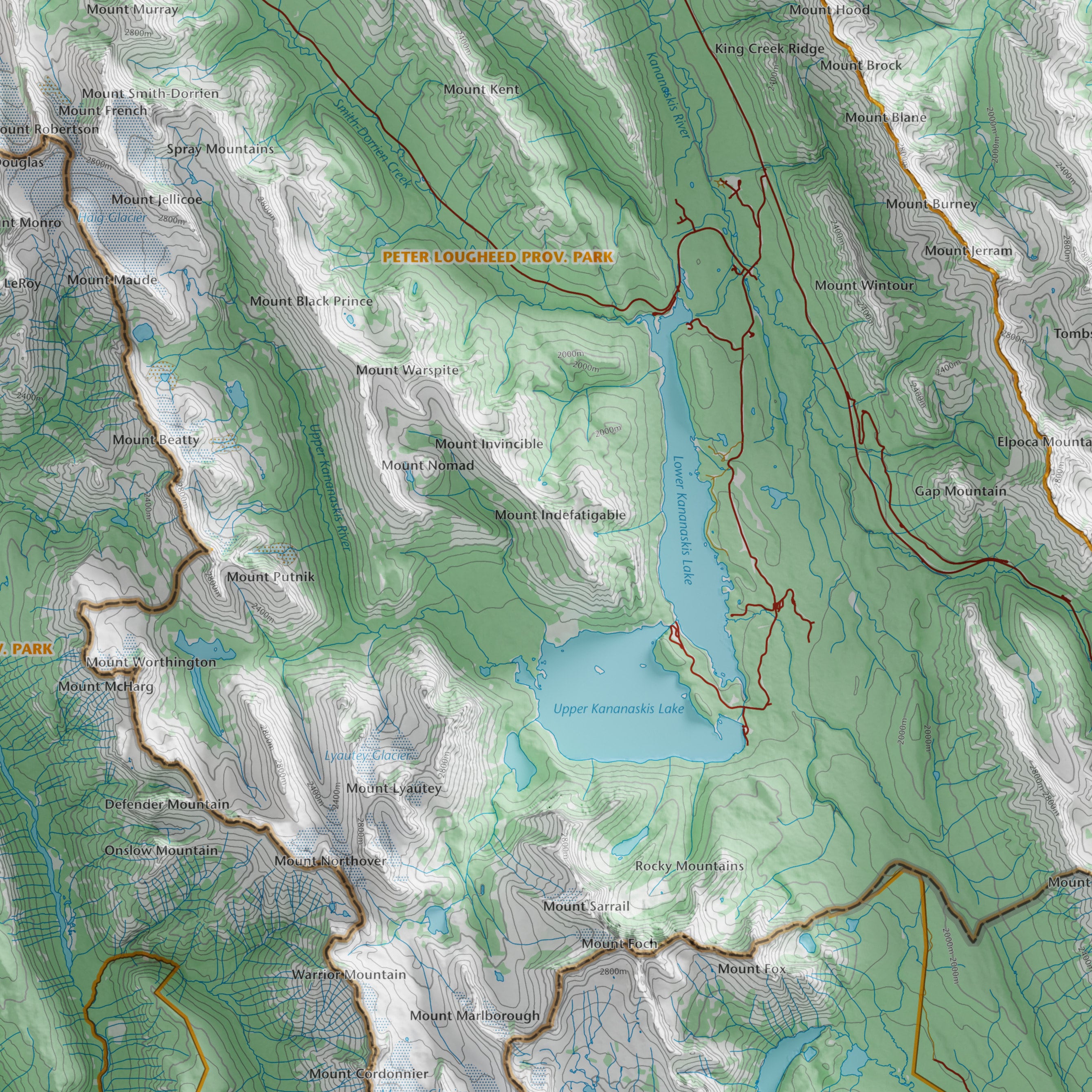 Home Décor Globes & Maps Topographic Map Banff and Canmore Shaded ...