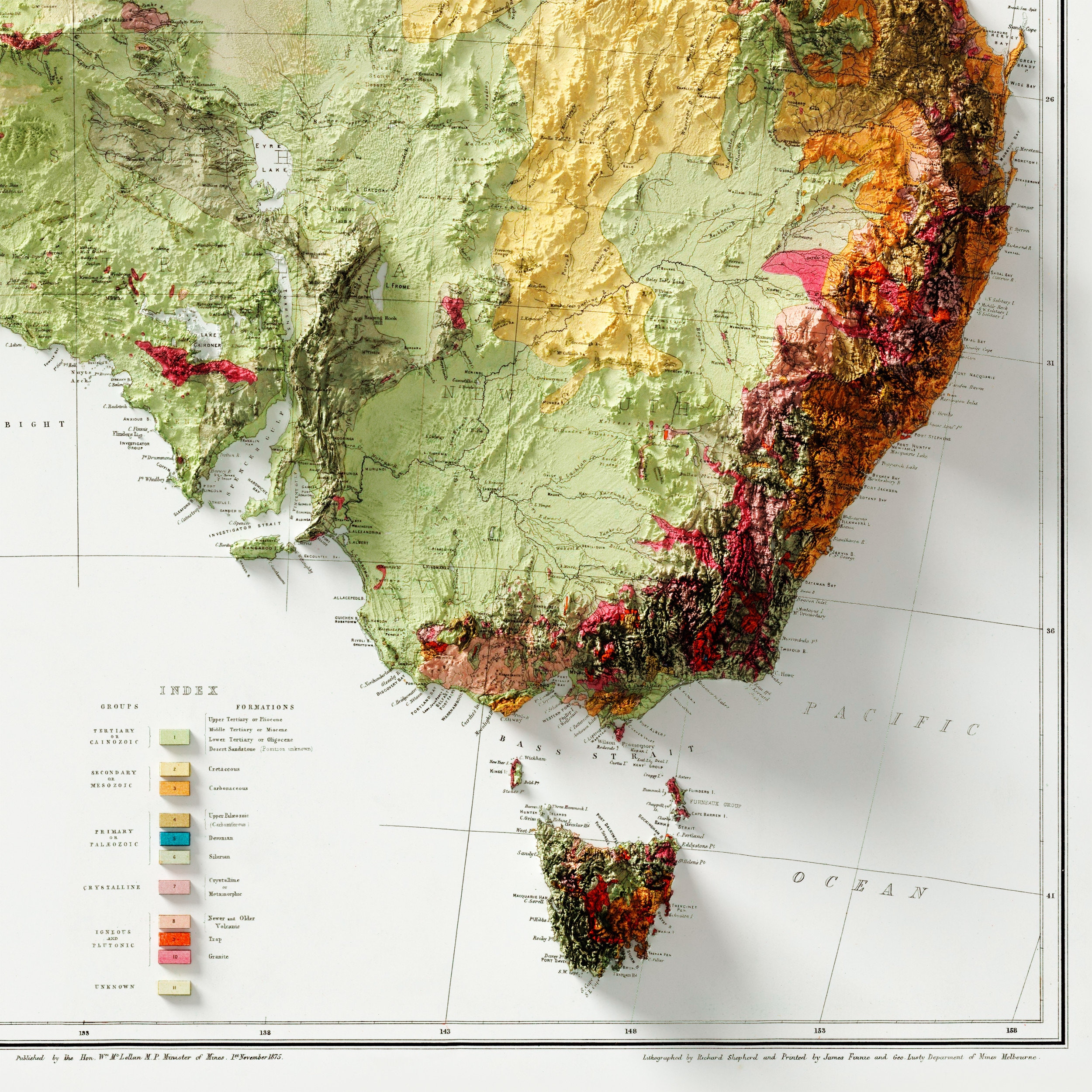 Australia Geological Map - Vintage Geology - Shaded Relief Map - Etsy ...