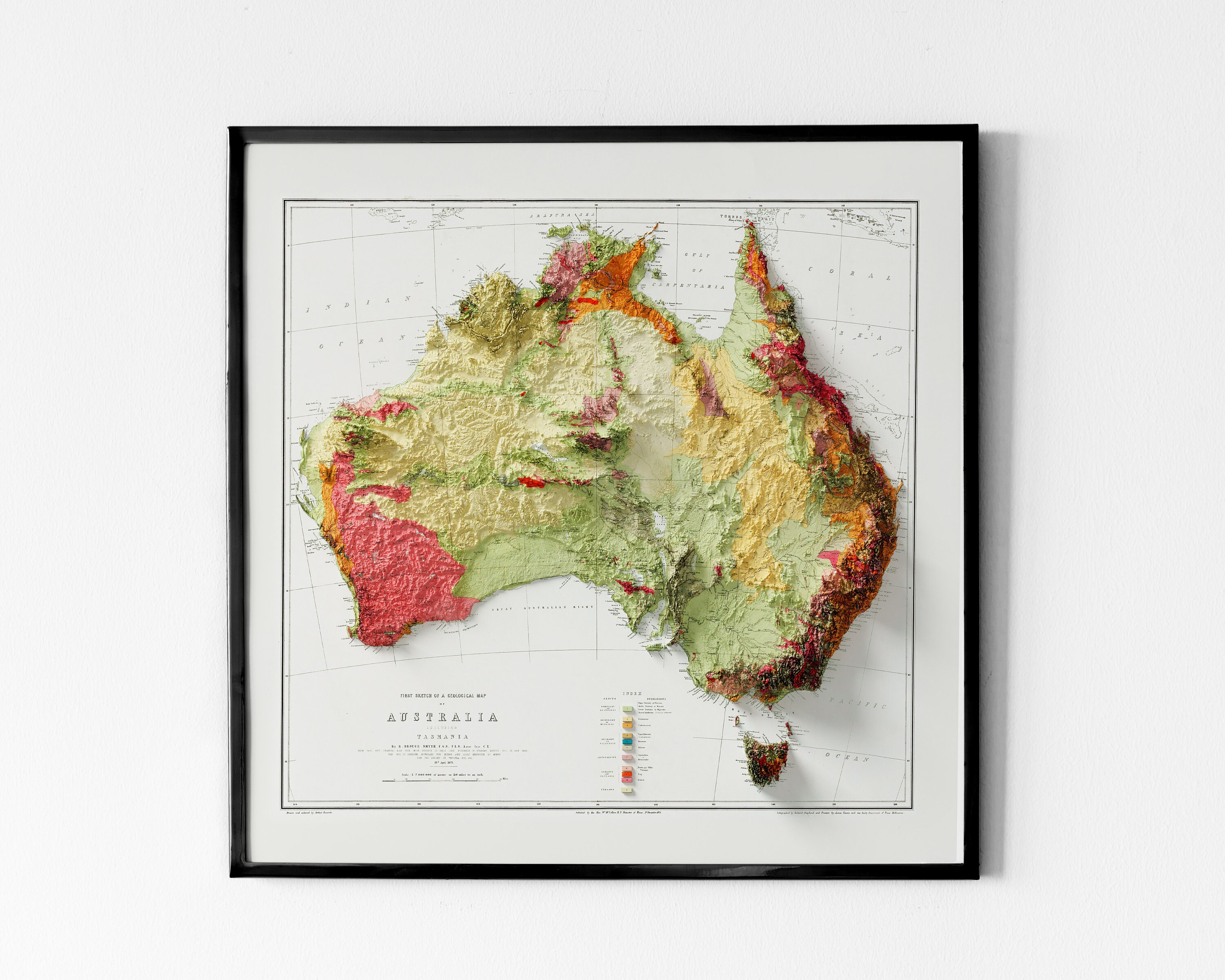 Australia Geological Map Vintage Geology Shaded Relief Map | Etsy