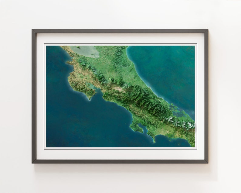 Costa Rica Shaded Relief Map Imagery - Etsy