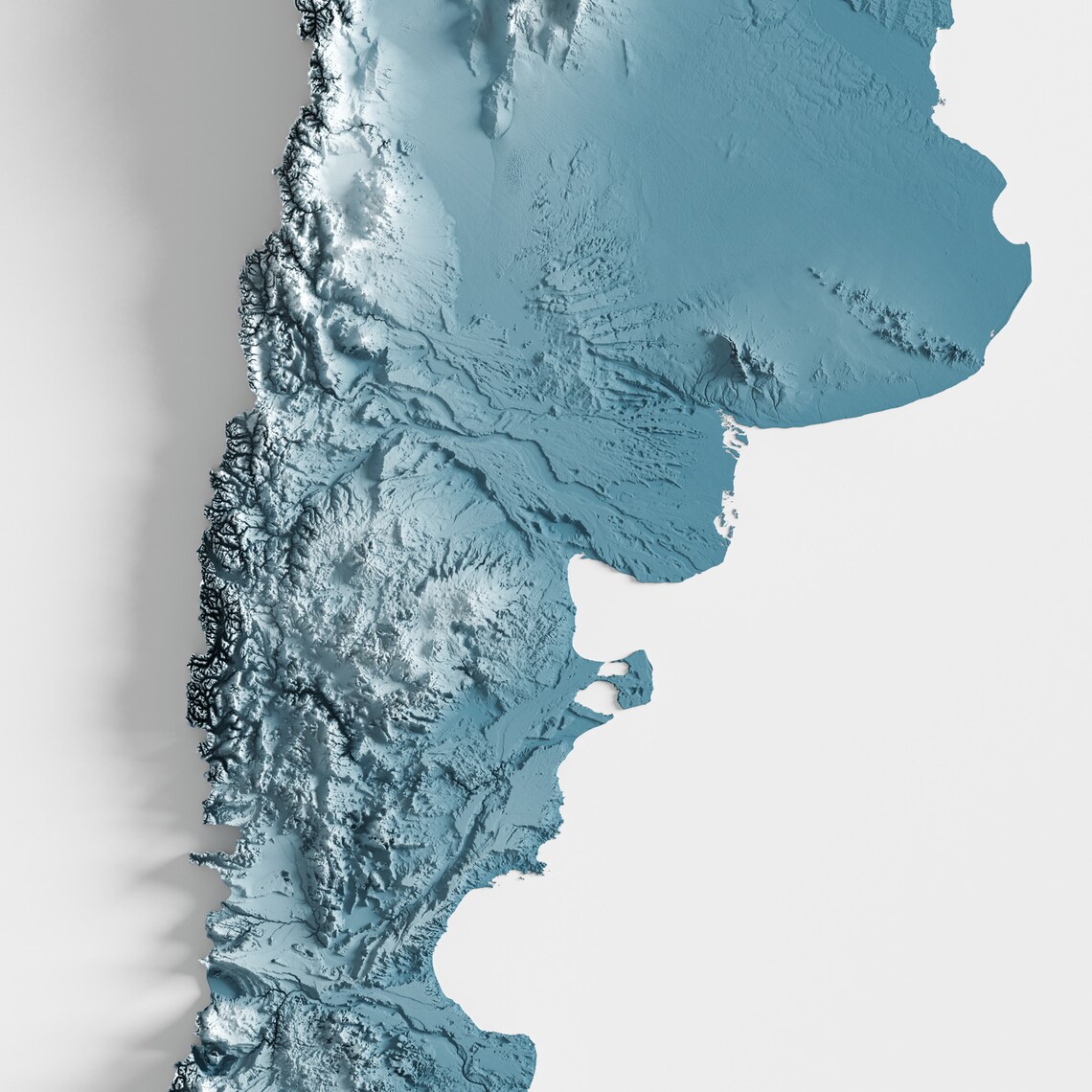 Argentina - Shaded Relief Map - Natural Topography - Etsy