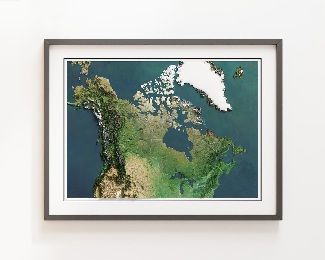 Canada - Shaded Relief Map - Imagery - Etsy