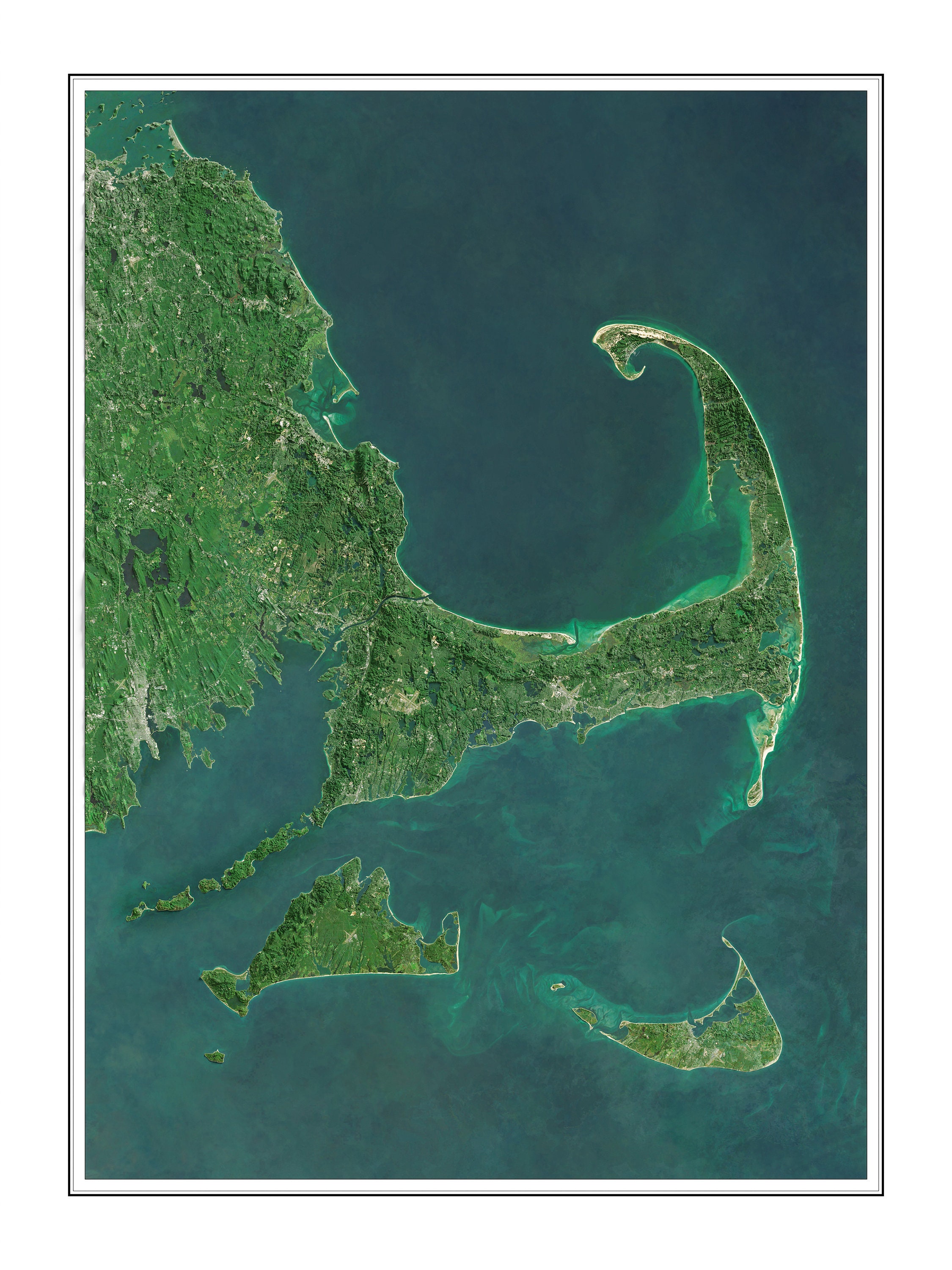 Cape Cod Massachusetts Shaded Relief Map Imagery - Etsy
