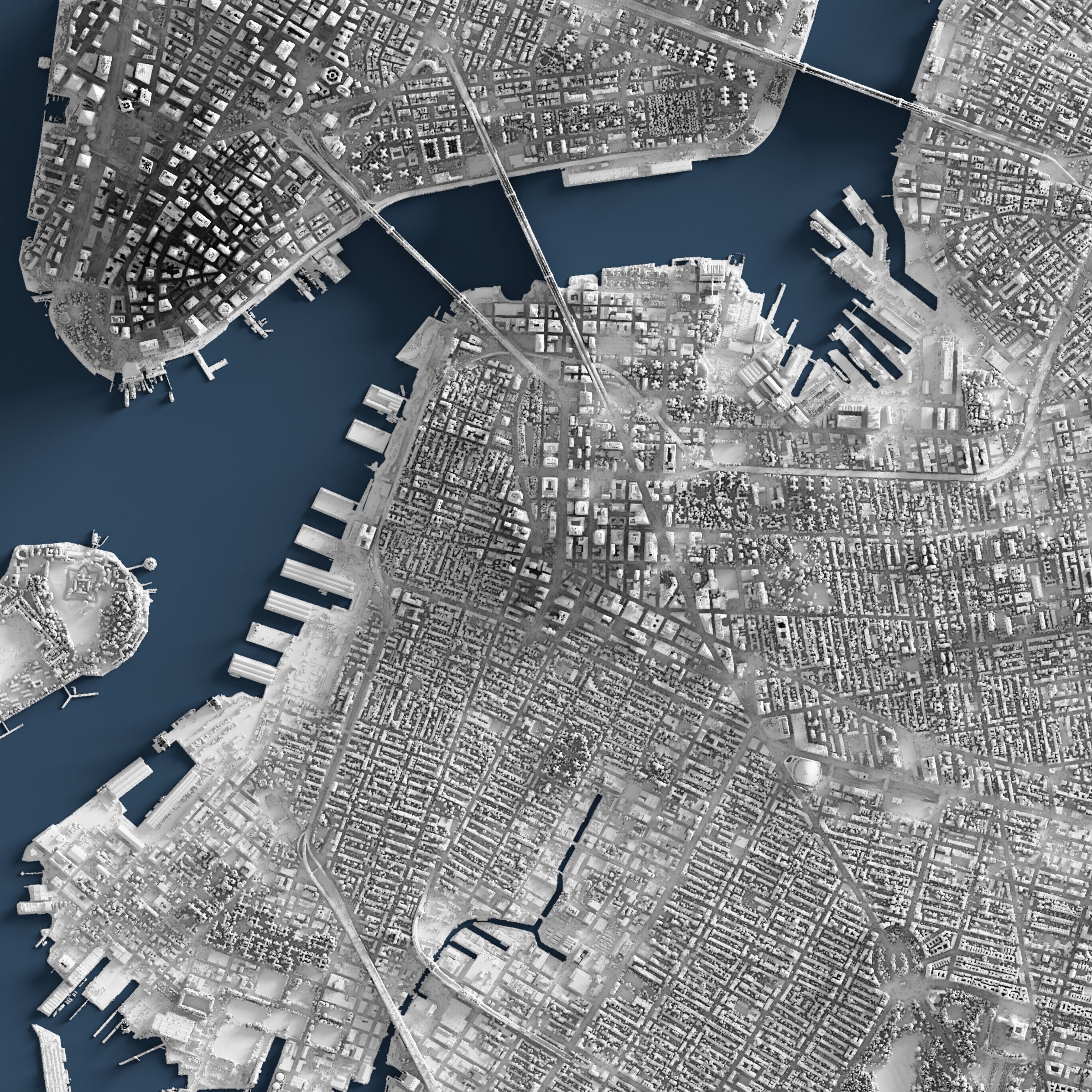 Brooklyn, New York - Shaded Relief Map - Detailed Topography - Etsy