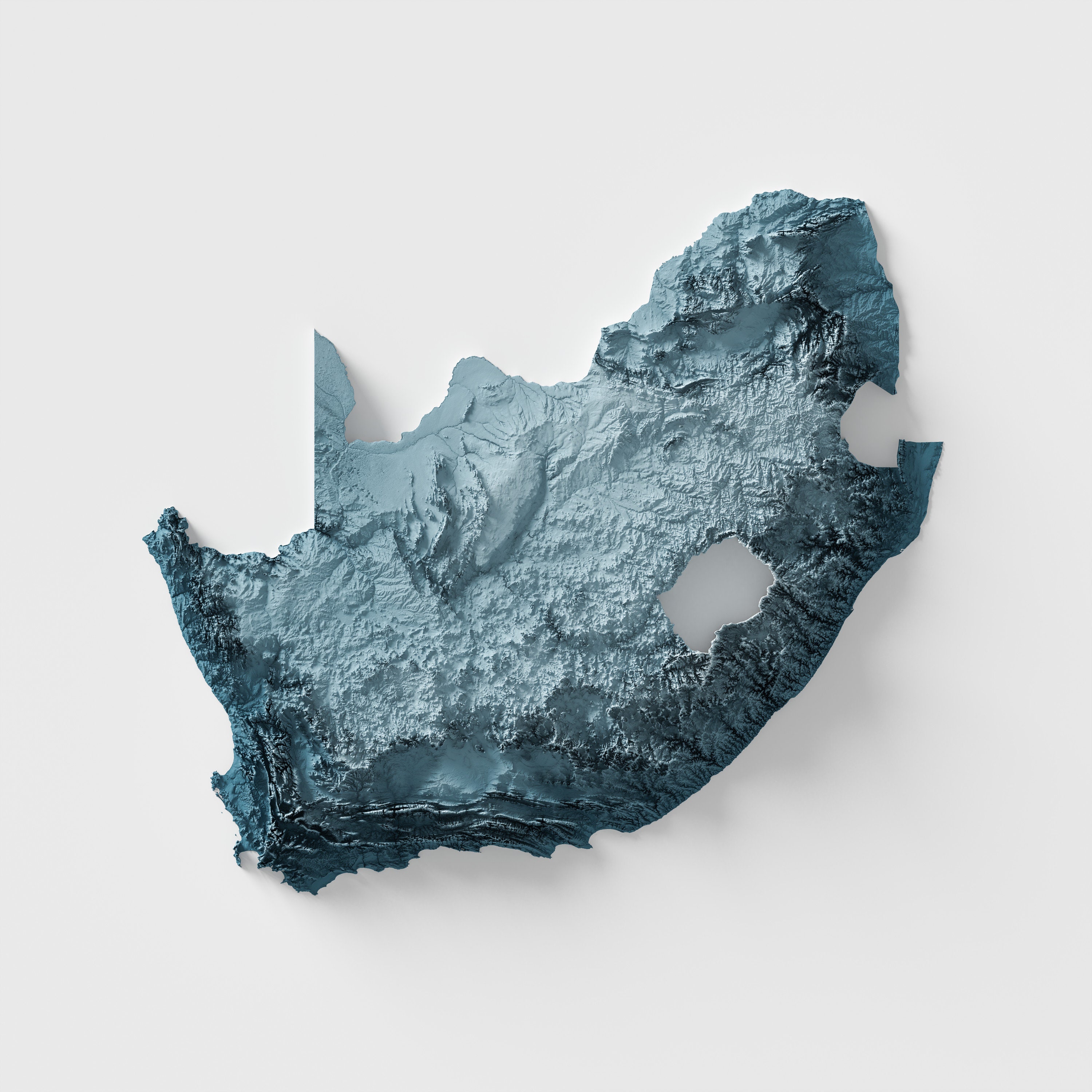 South Africa Shaded Relief Map Natural Topography - Etsy