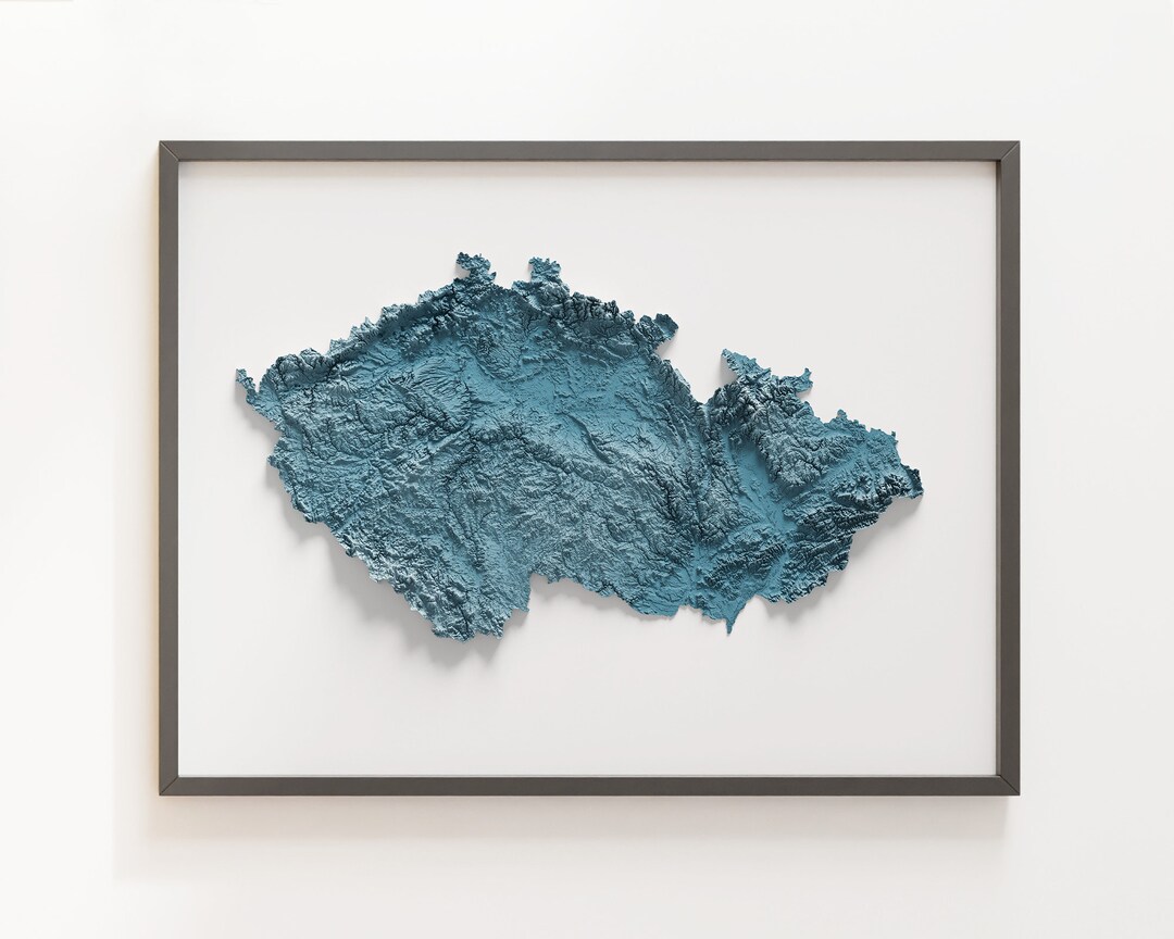 Czech Republic - Shaded Relief Map - Natural Topography - Etsy