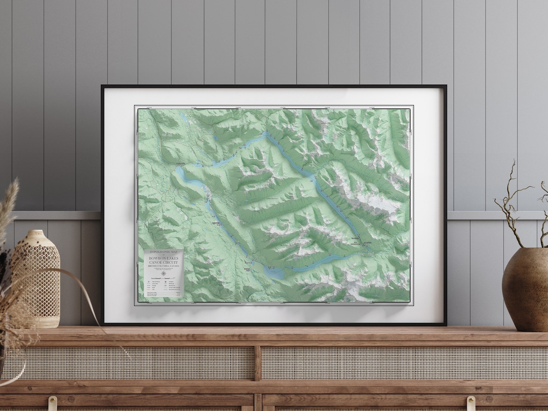 Bowron Lakes Canoe Circuit - Topographic Map - Shaded Relief Map - Etsy