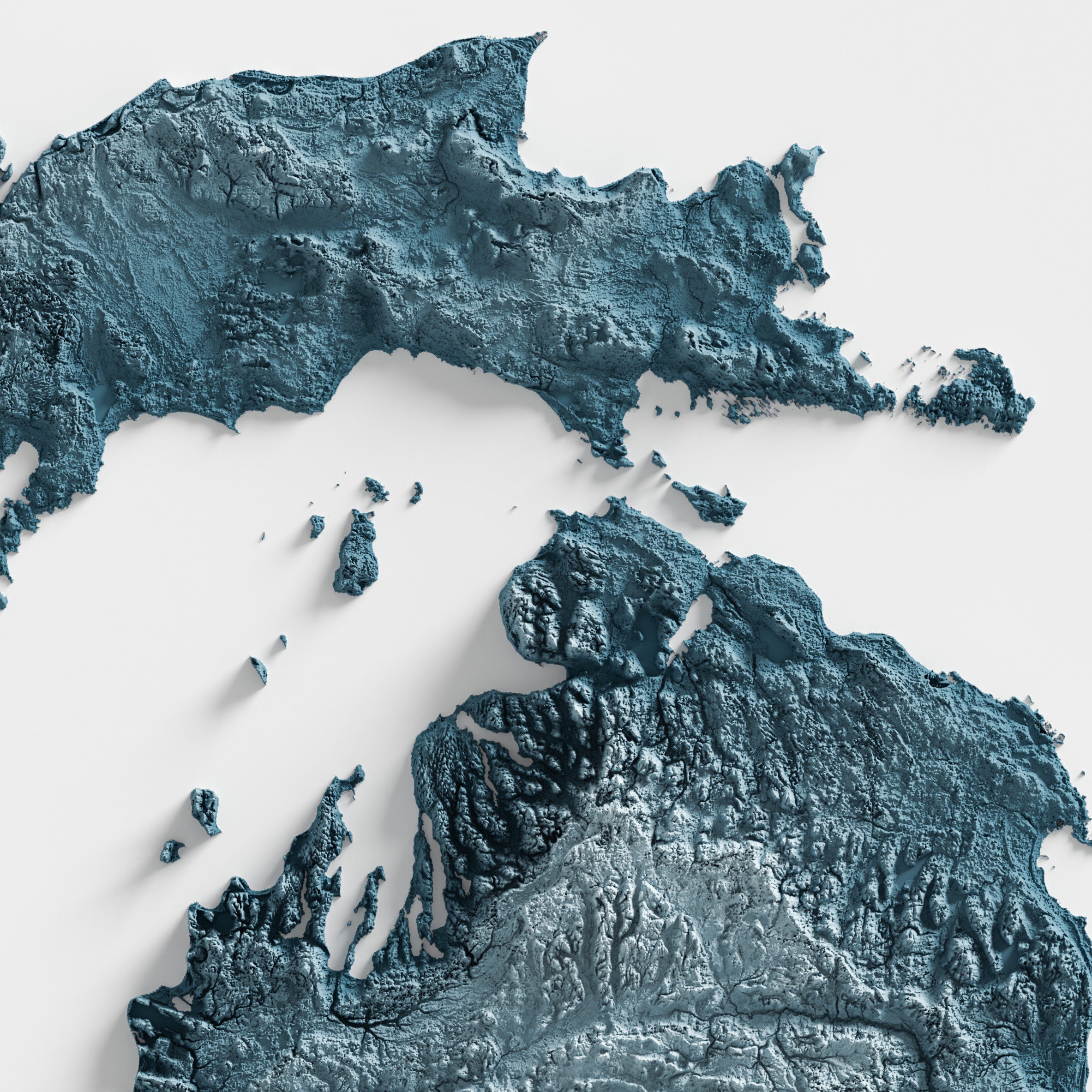 Michigan Shaded Relief Map Natural Topography - Etsy