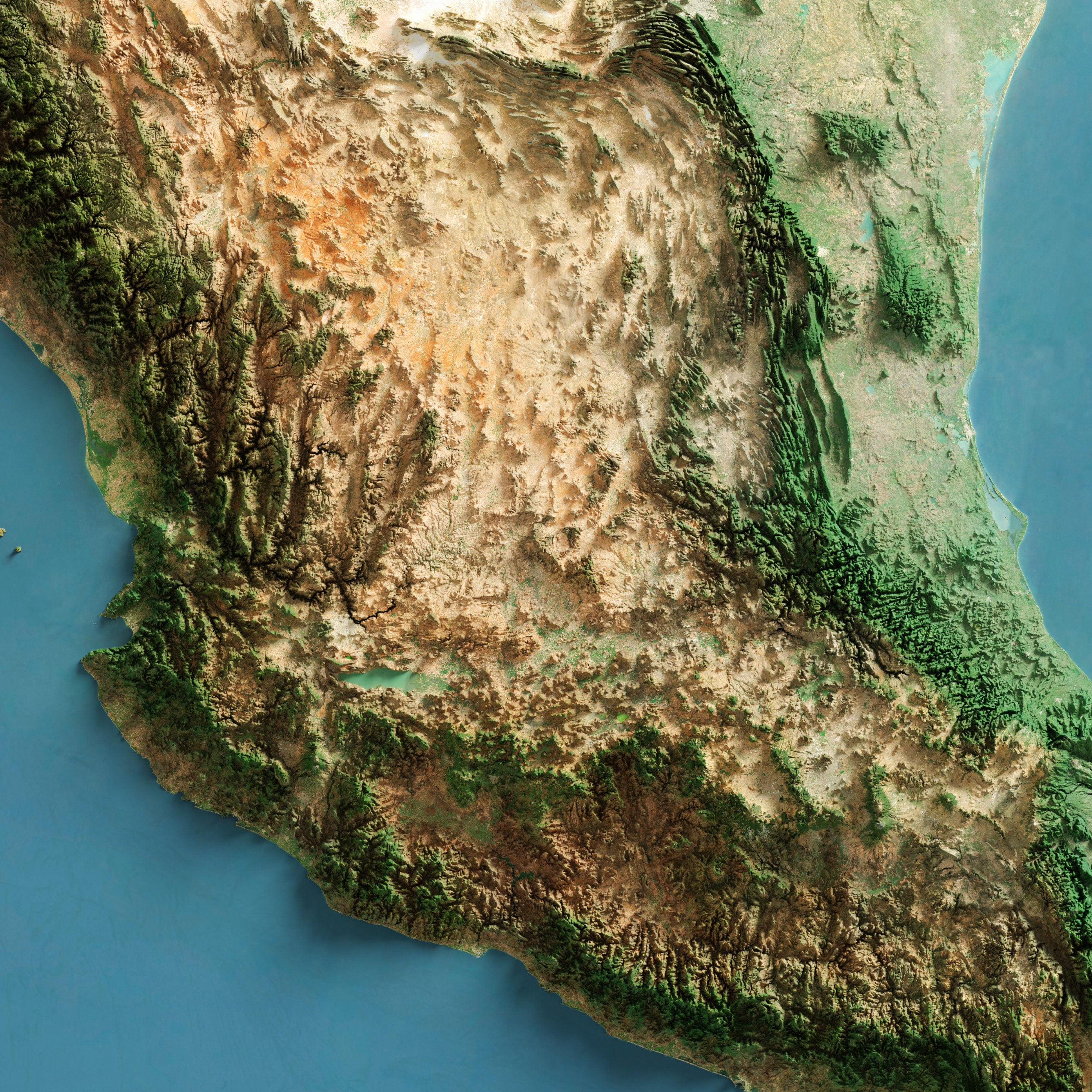 Mexico Shaded Relief Map Imagery - Etsy