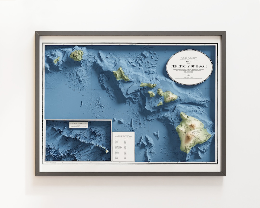 Hawaii (c.1918) - Vintage Topographic Map - Etsy