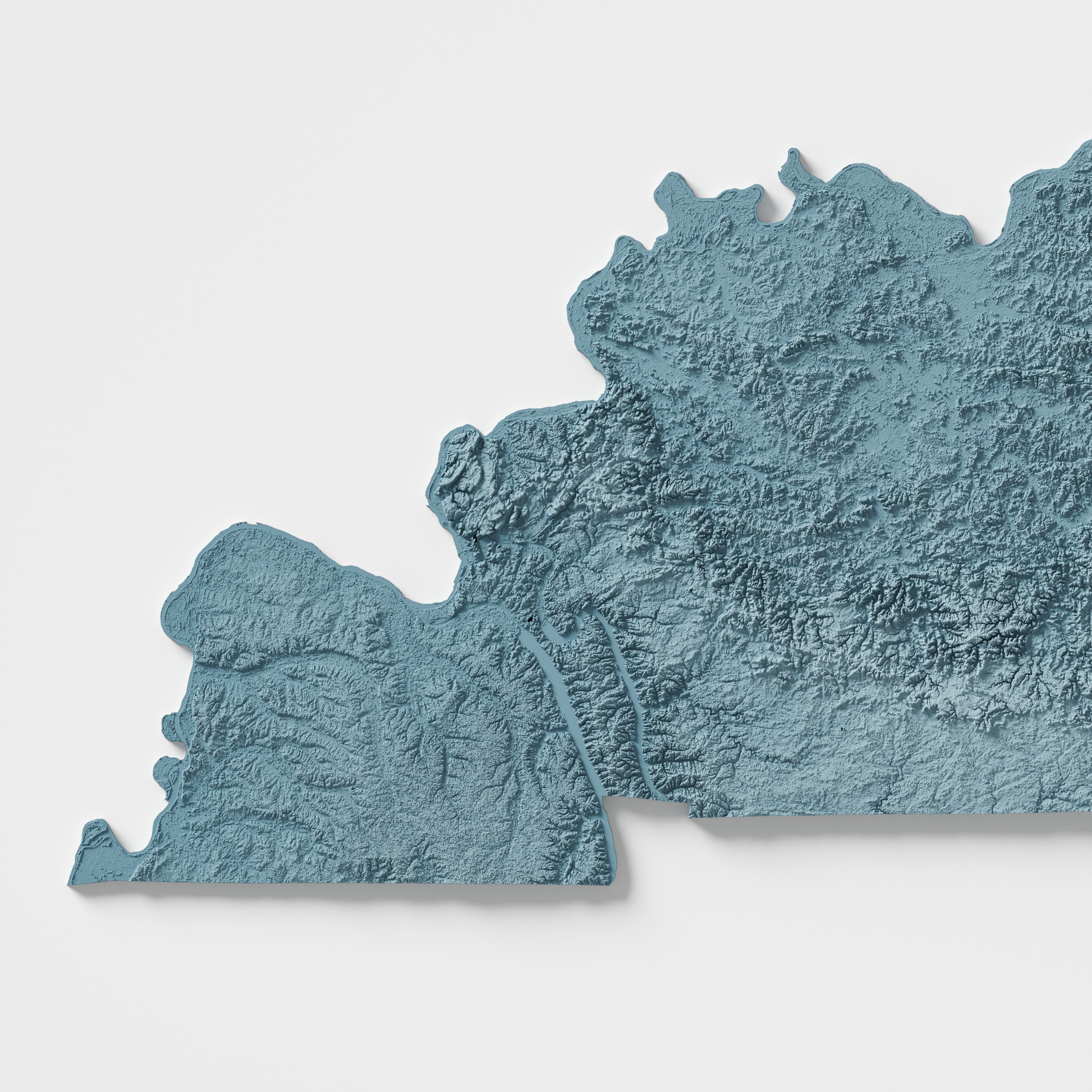 Kentucky Shaded Relief Map Natural Topography - Etsy