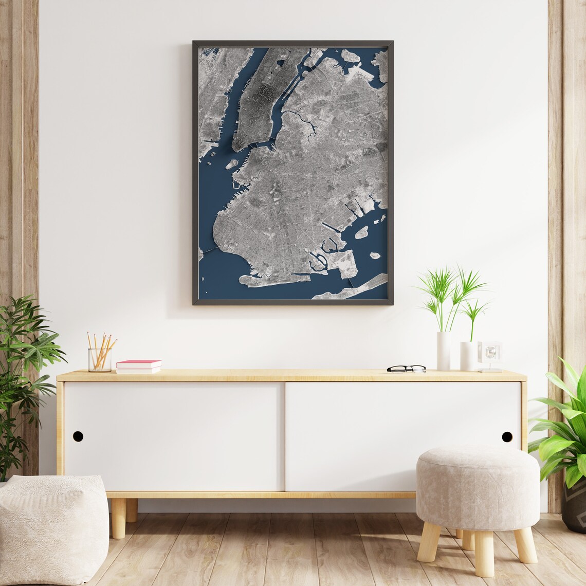 Brooklyn, New York - Shaded Relief Map - Detailed Topography - Etsy