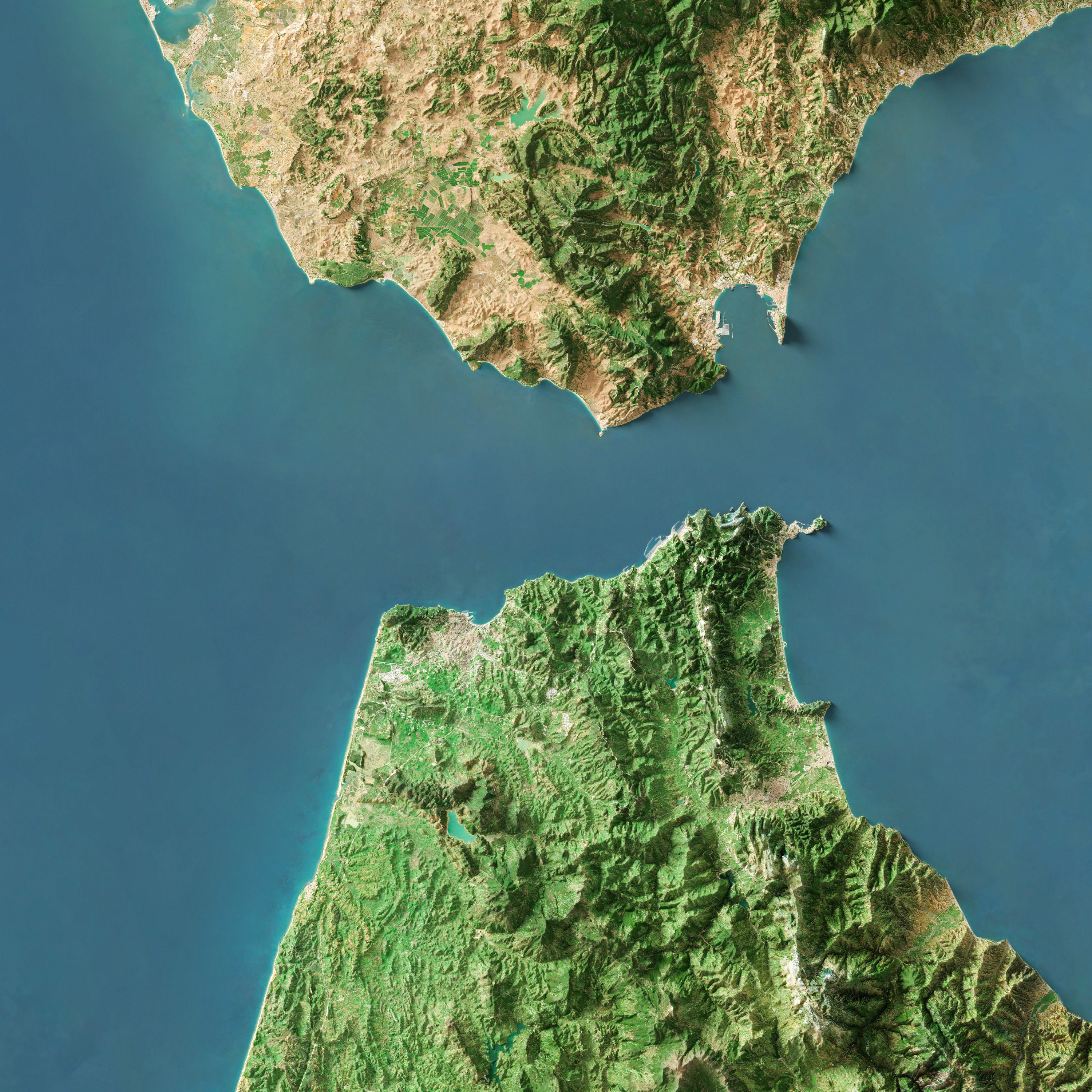 The Strait of Gibraltar - Shaded Relief Map - Imagery - Etsy