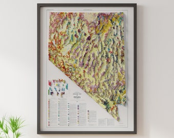 Geological Map of Nevada - Etsy