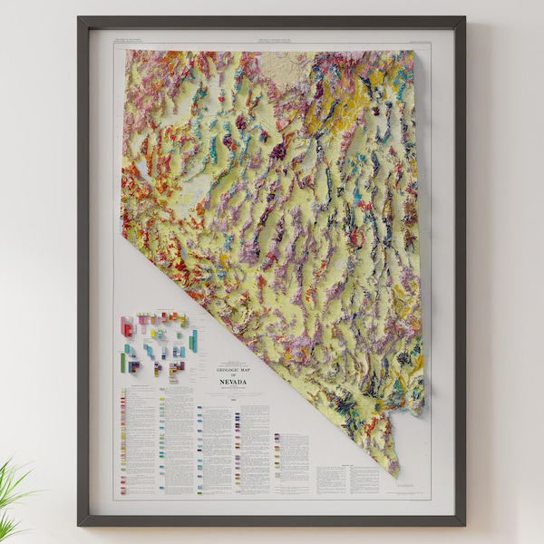 Geological Map of Nevada - Etsy
