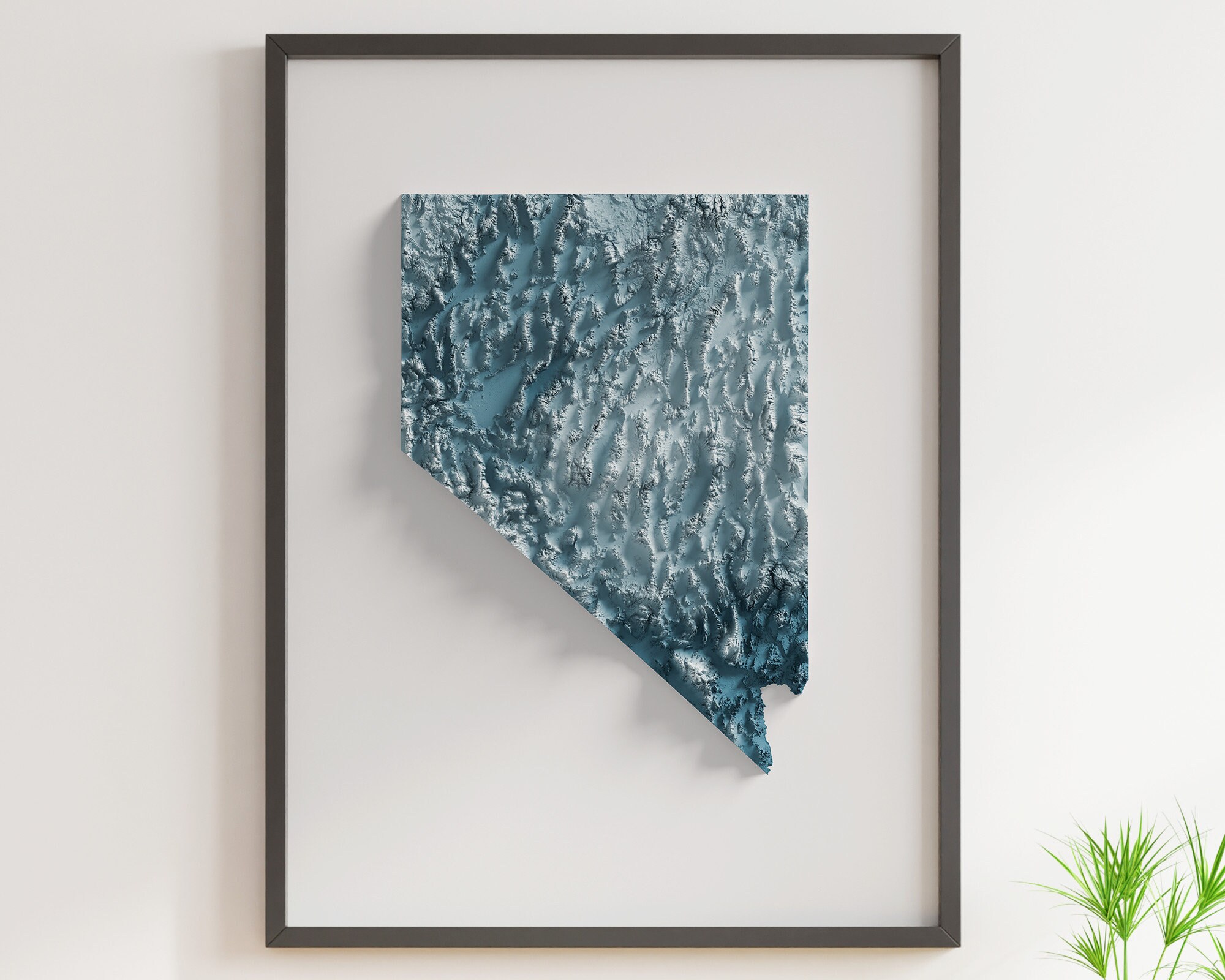 Nevada Shaded Relief Map Natural Topography - Etsy