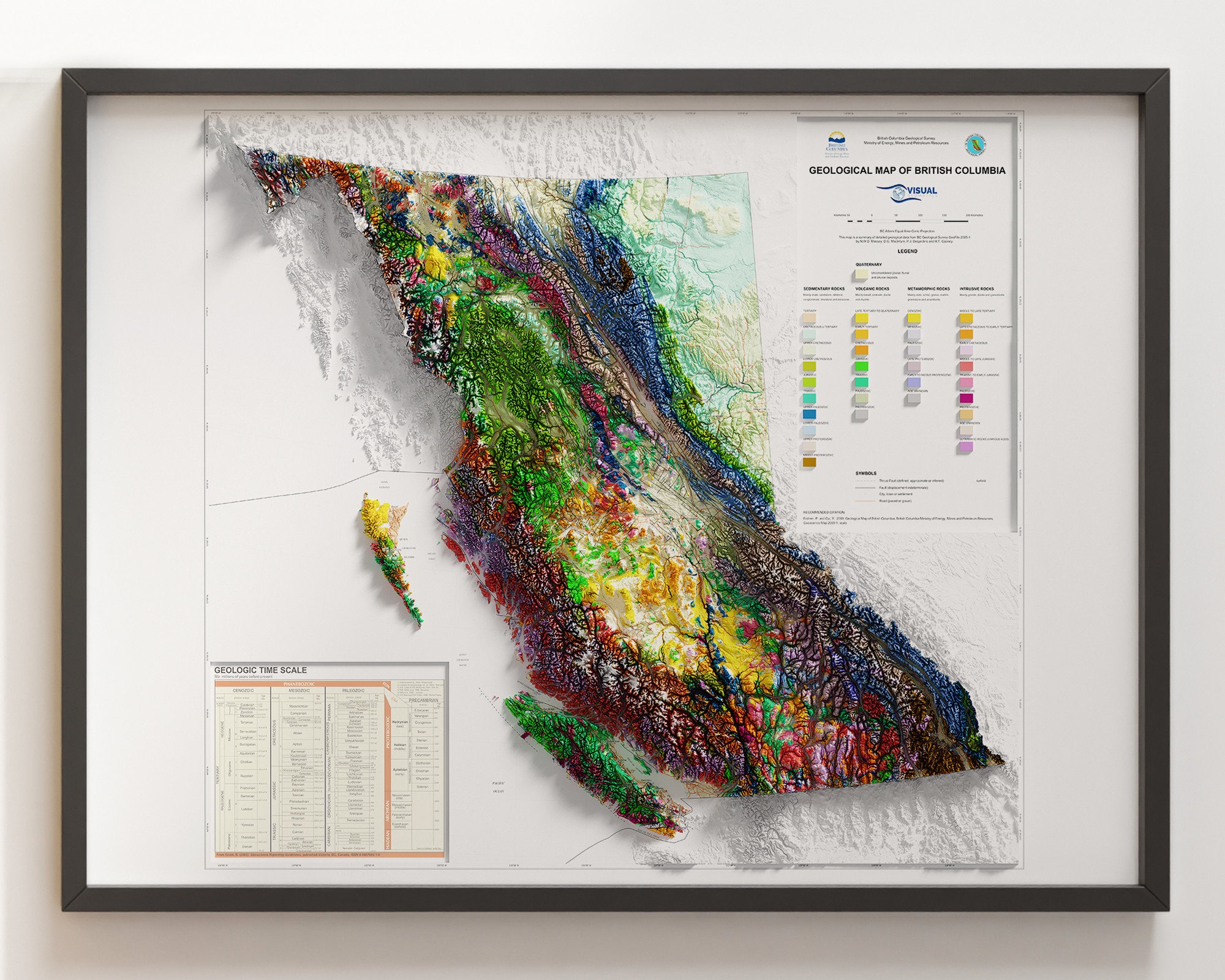 British Columbia Geology Shaded Relief Map - Etsy