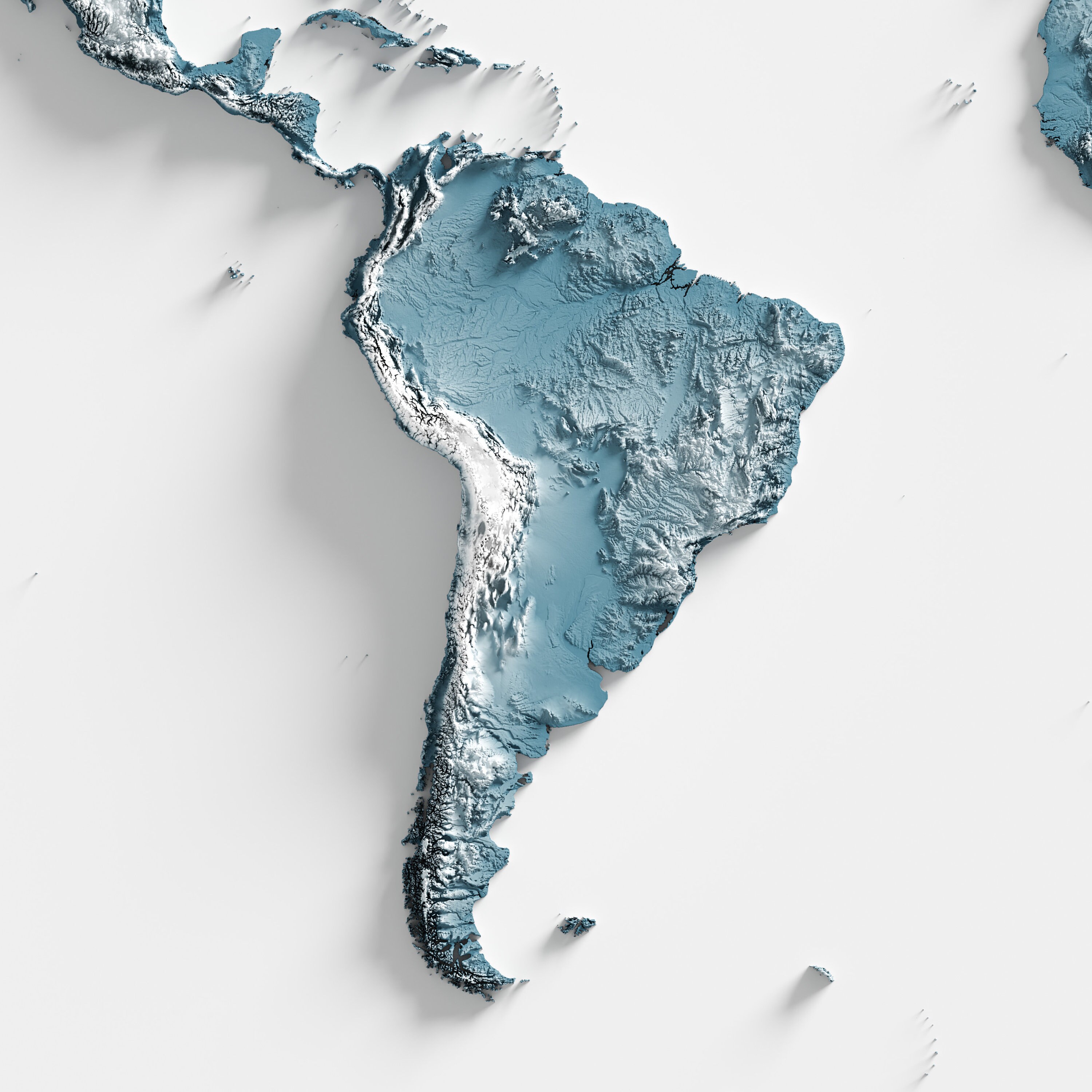 The World - Shaded Relief Map - Natural Topography - Etsy