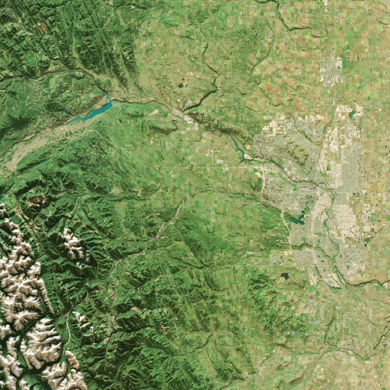 Calgary, Alberta - Shaded Relief Map - Imagery - Etsy