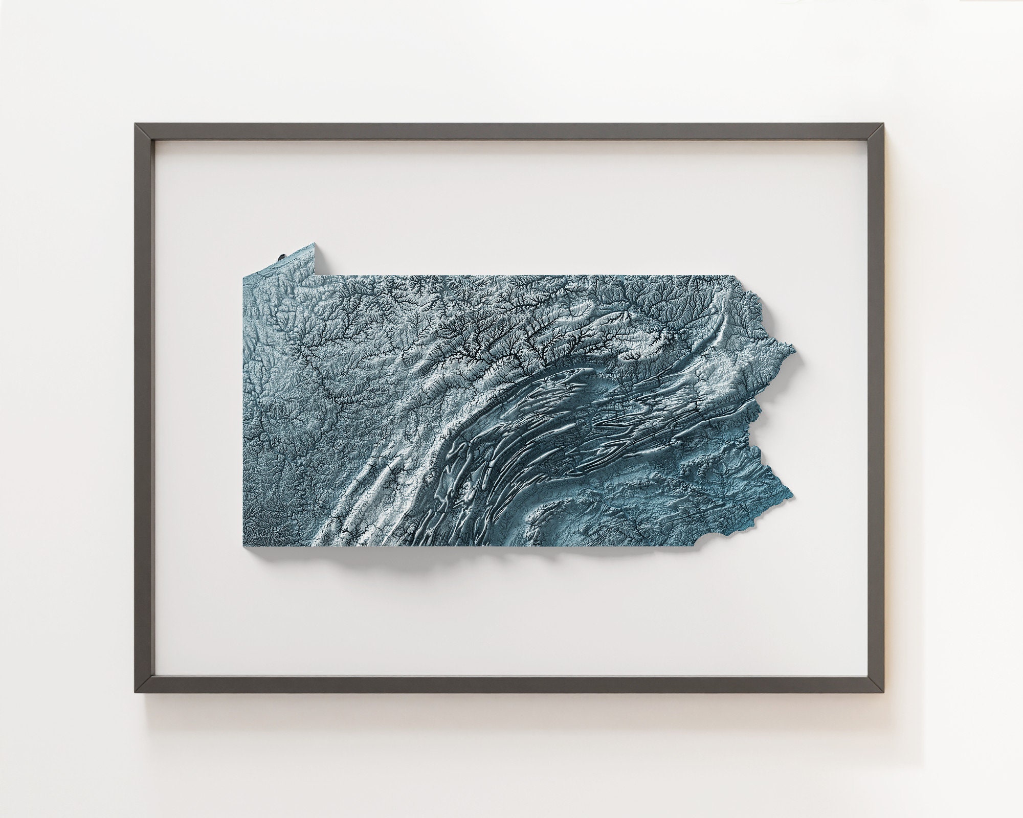 Pennsylvania Shaded Relief Map Natural Topography - Etsy