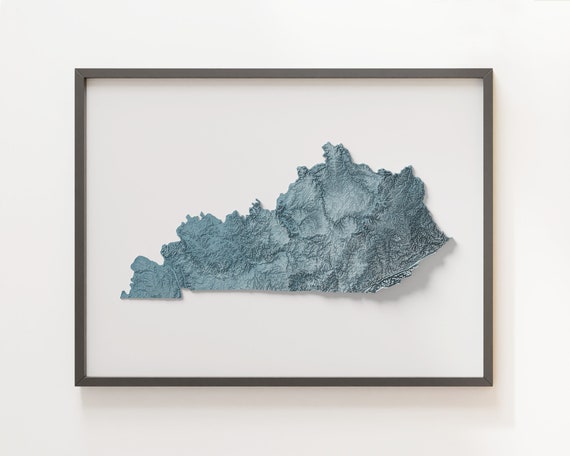 Kentucky Shaded Relief Map Natural Topography | Etsy