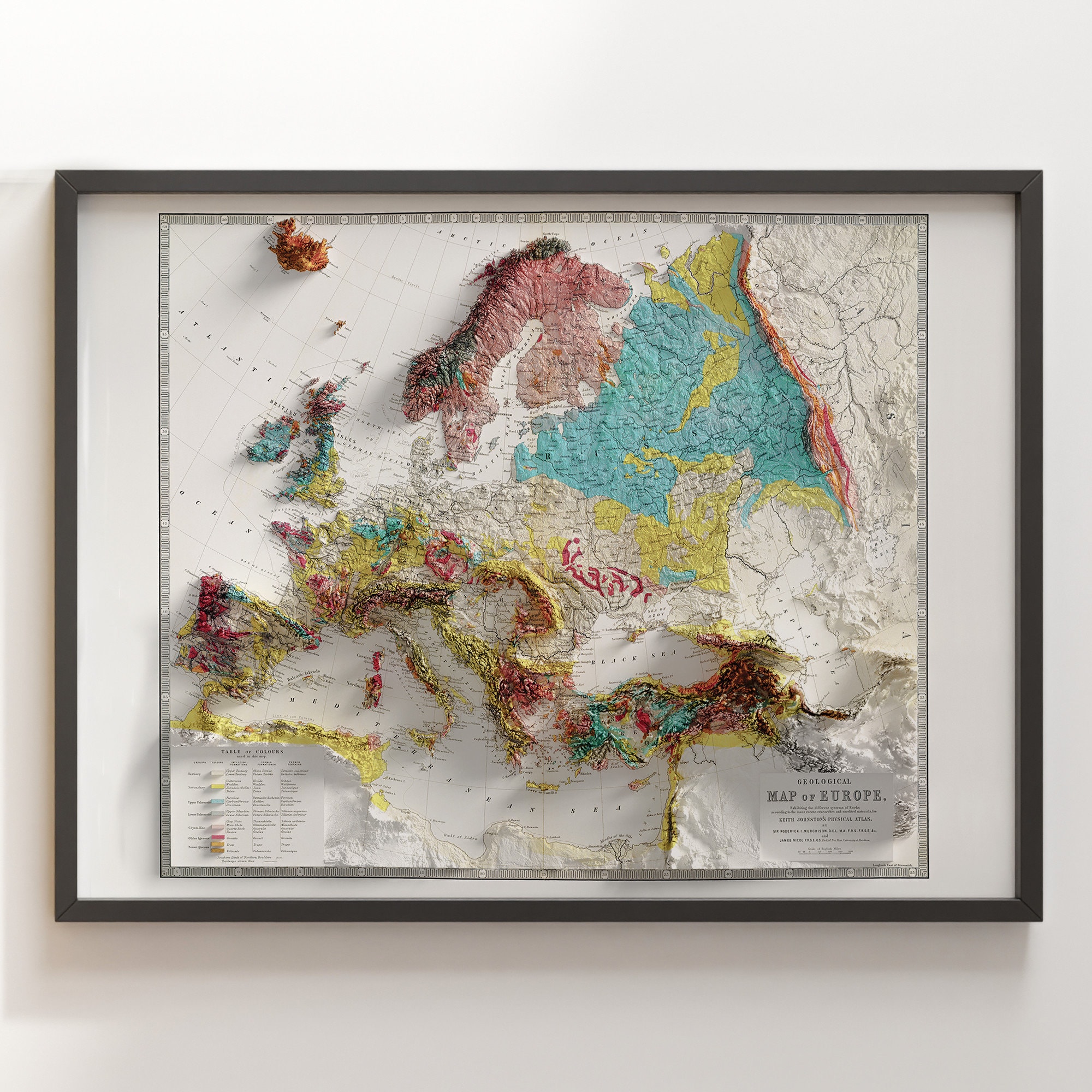 Geological Map of Europe Vintage Shaded Relief Map - Etsy