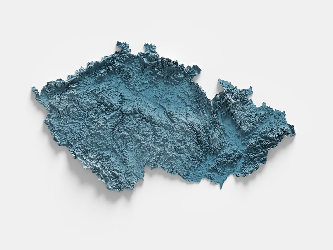 Czech Republic - Shaded Relief Map - Natural Topography - Etsy